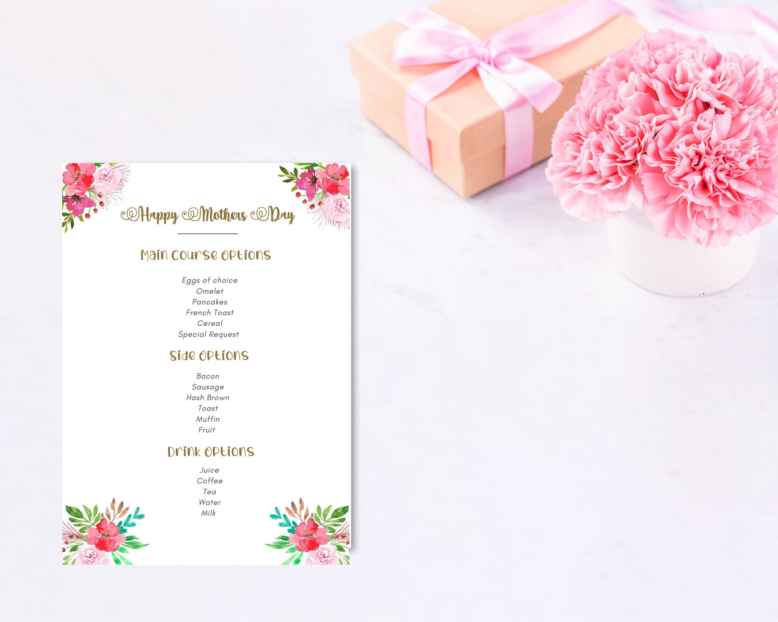 Mothers Day Printable Menu, Mothers Day Breakfast Menu, Printable Menu ...