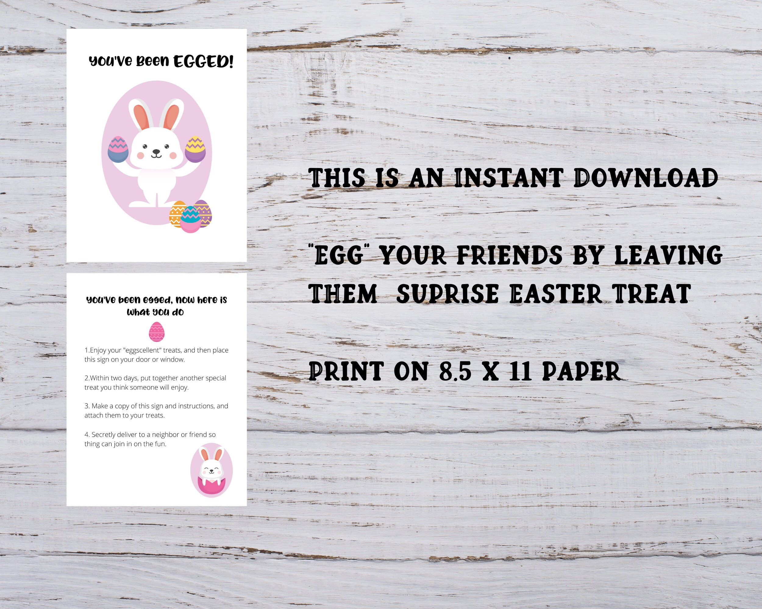 Bunny You've Been Egged Sign, Easter Bunny Surprise Printable, Easter ...