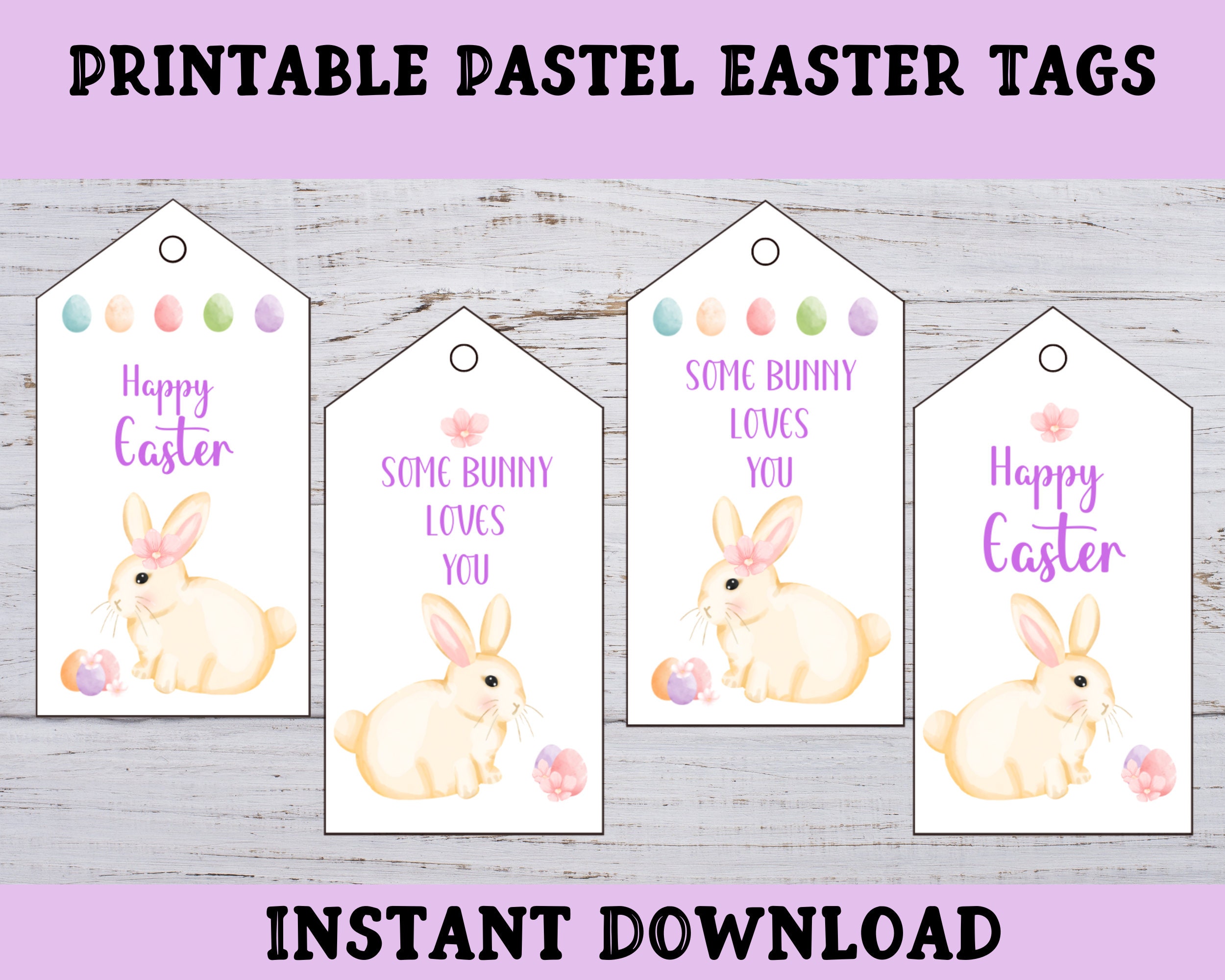 Printable Pastel Easter Tags, Easter Bunny Tags, Easter Favor Tags ...