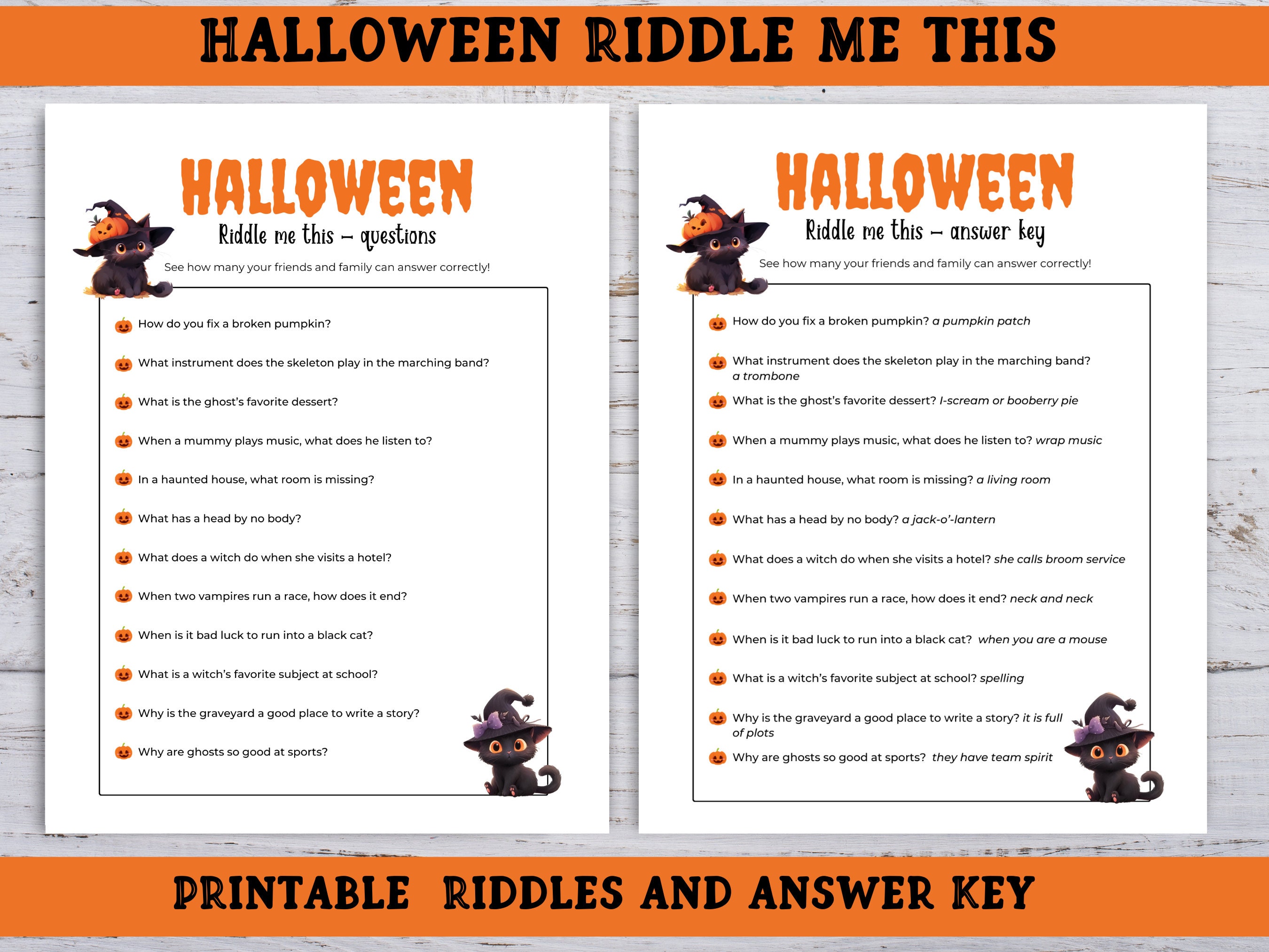 Halloween Riddle Me This, Halloween Party Game, Party Game for Kids ...