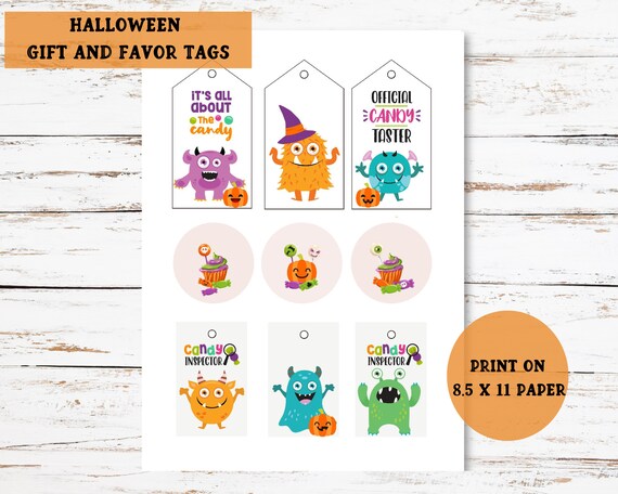 Halloween Gift Tags Printable Party Favor Tags Classroom - Etsy