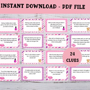Pink Slumber Party Treasure Hunt, Scavenger Hunt for Girls, Sleepover ...