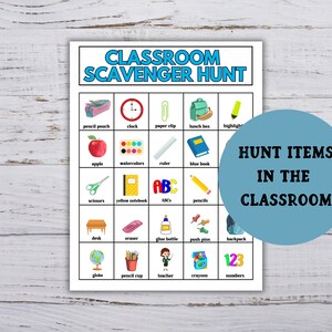 Printable Classroom Scavenger Hunt, Back to School Game for Students ...