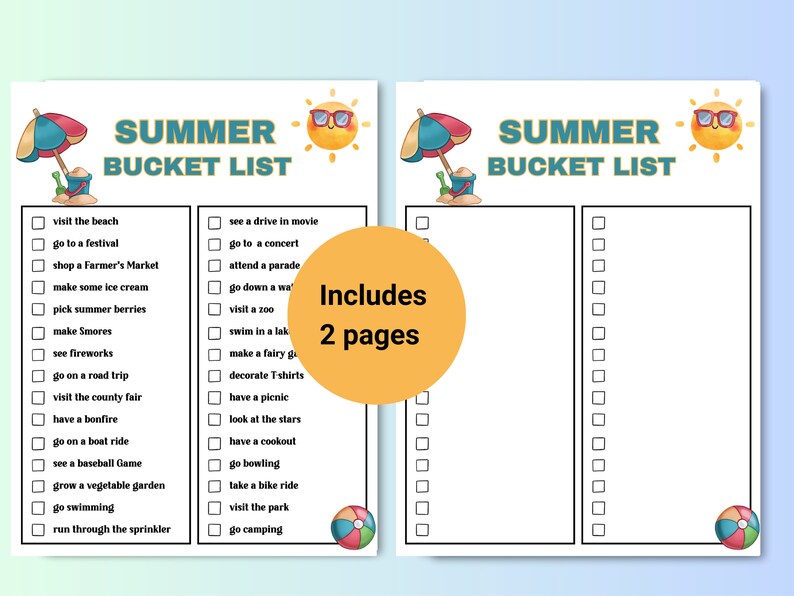 Summer Activity Bucket List, Printable Summer Checklist, Family Summer ...
