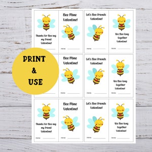 Printable Bee Classroom Valentine's Day Cards, Printable Valentines for ...