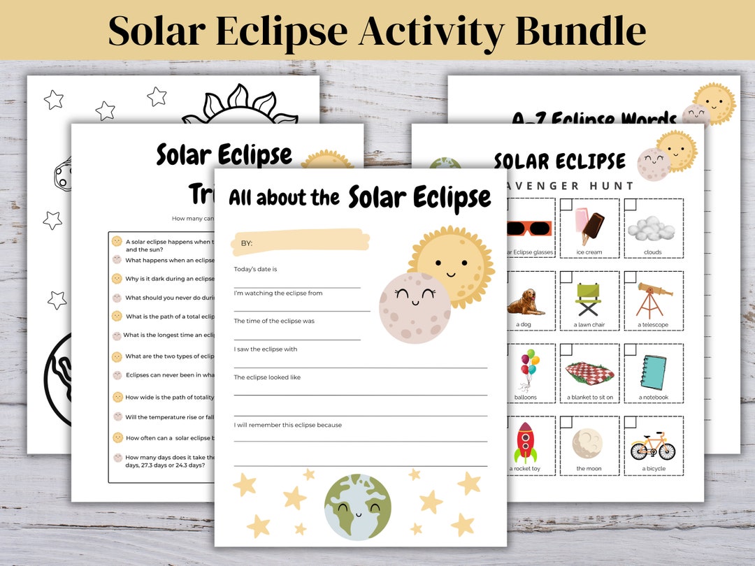 Solar Eclipse Activity Bundle, Solar Eclipse Scavenger Hunt, Solar ...