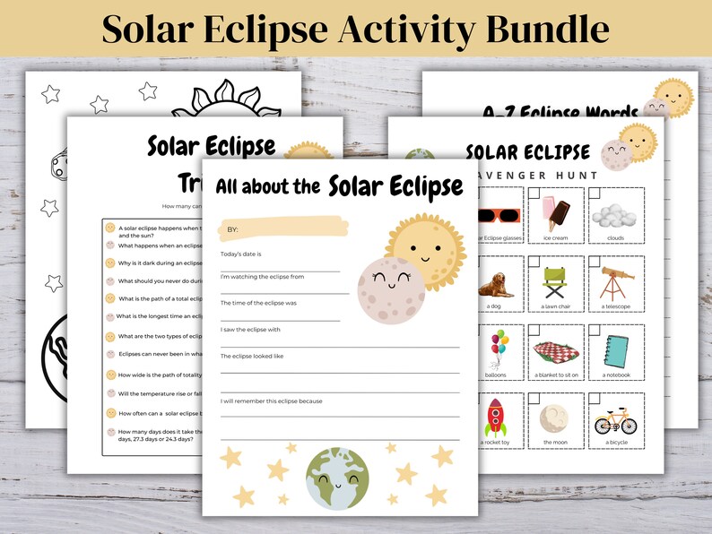 Solar Eclipse Activity Bundle, Solar Eclipse Scavenger Hunt, Solar ...