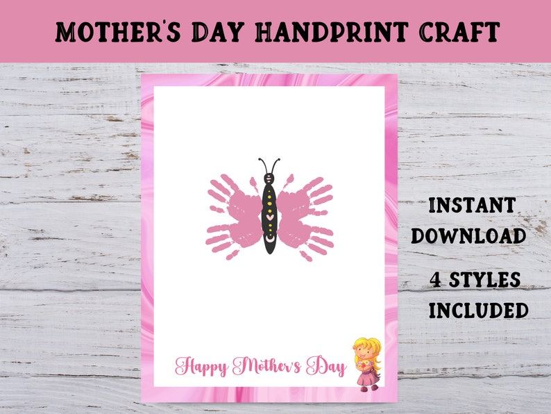 Mother's Day Butterfly Handprint Craft, Mother's Day Keepsake ...