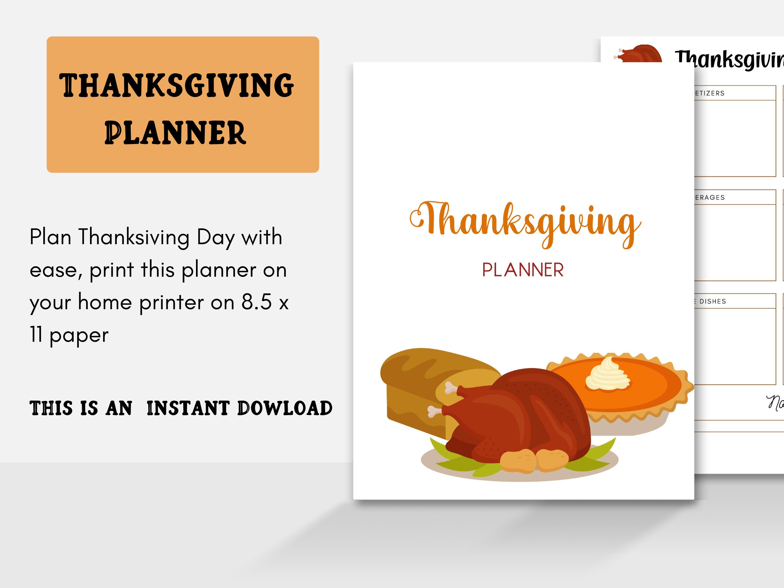Printable Thanksgiving Planner, Holiday Planner, Thanksgiving Organizer ...