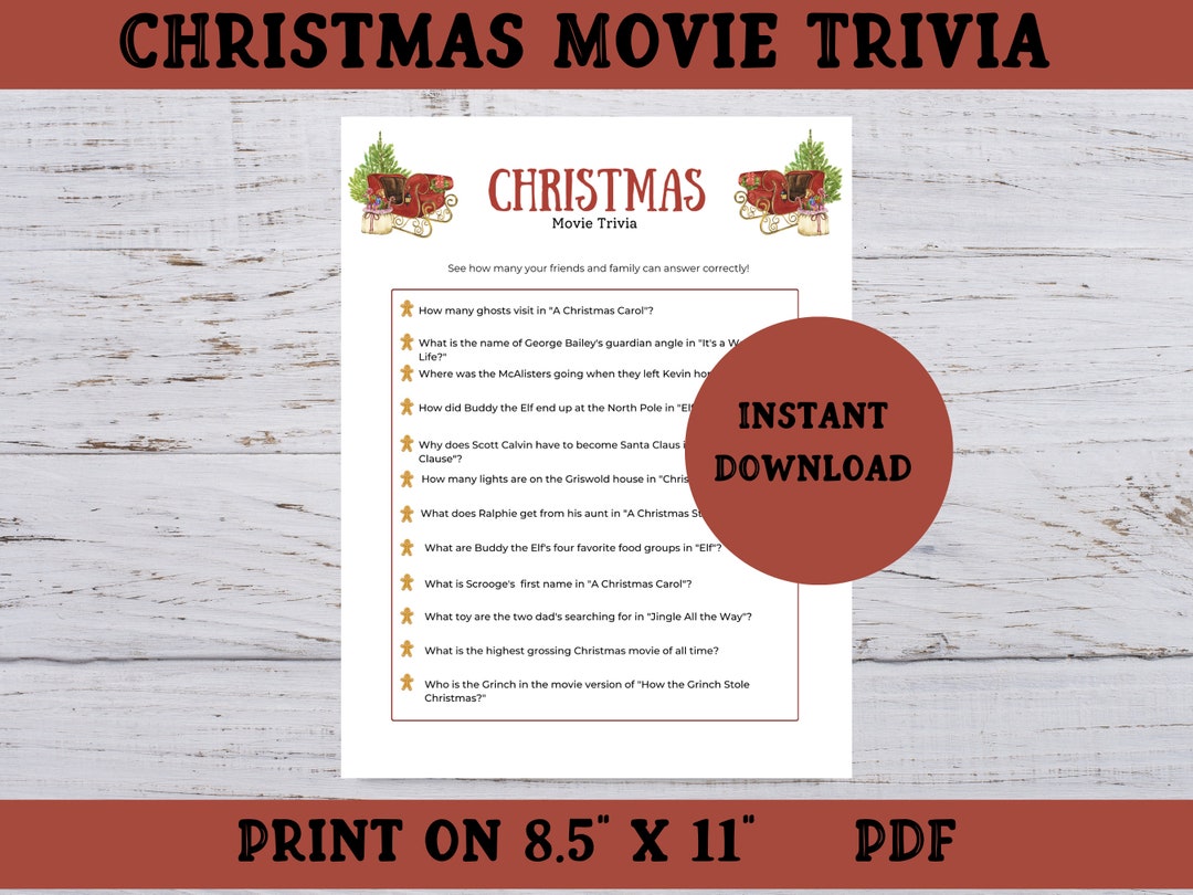 Christmas Movie Trivia Game, Printable Christmas Party Game, Classroom ...