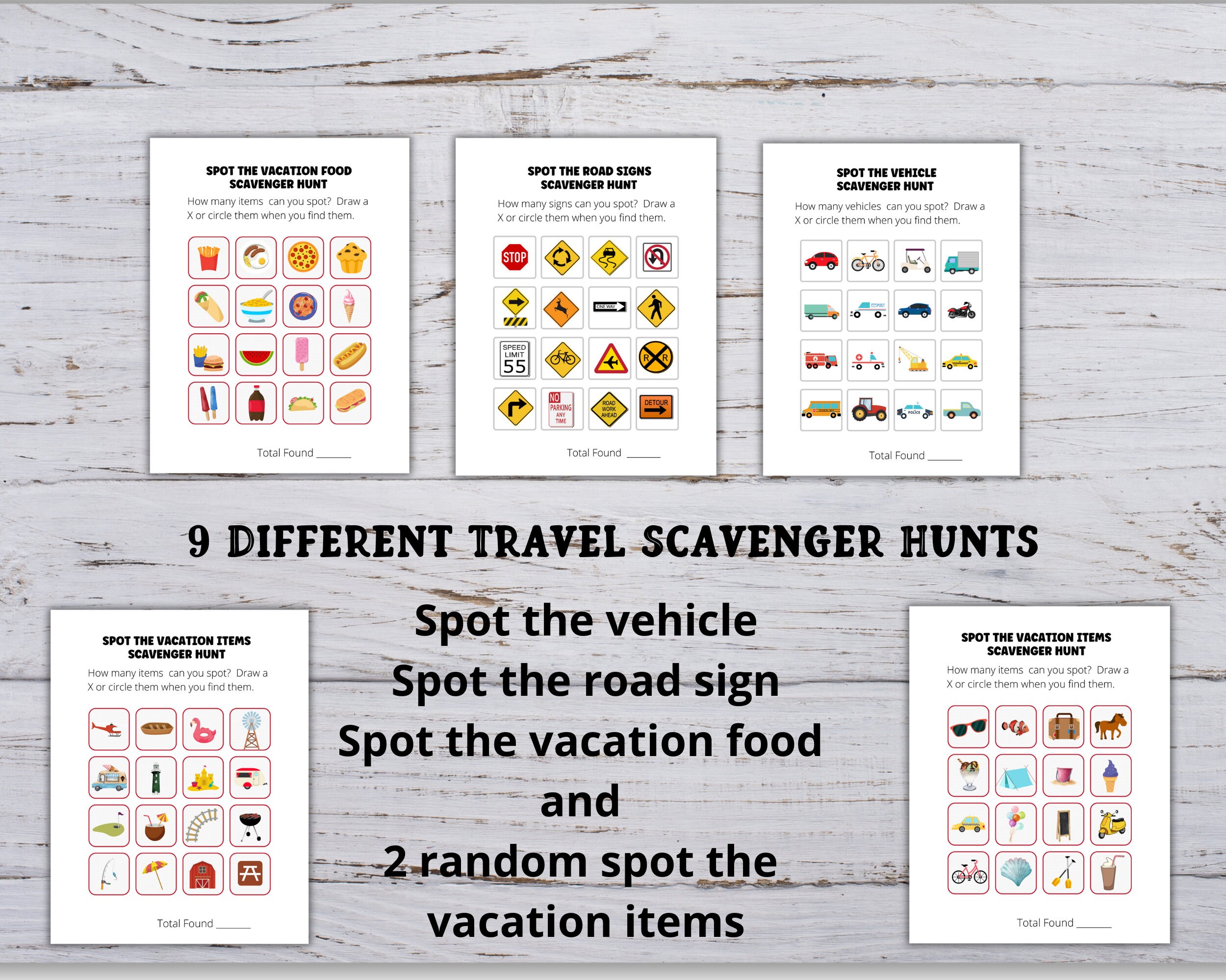 Printable Road Trip Vacation Scavenger Hunt Bundle, Travel Games ...