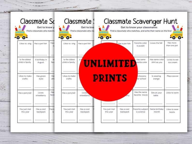 Classmate Scavenger Hunt for Kids, Back to School Classroom Activity ...