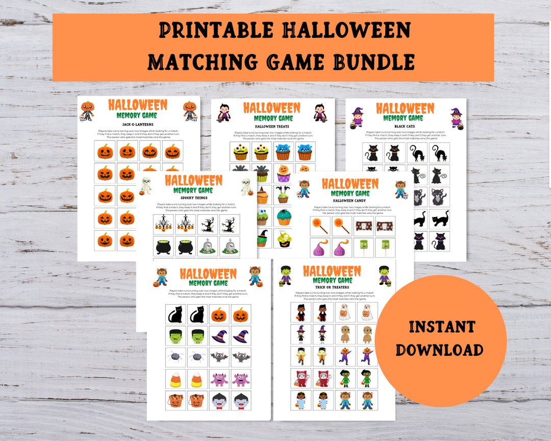 Printable Halloween Memory Game, Classroom Party Games, Halloween ...