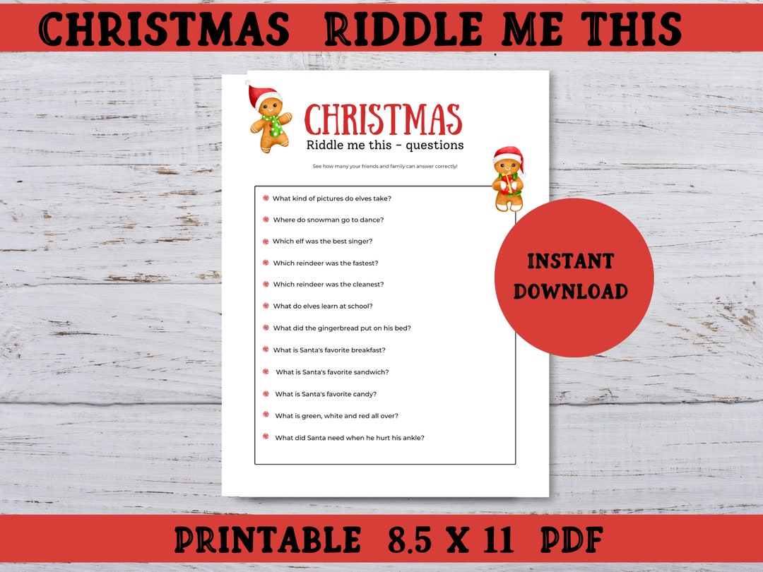 Christmas Riddle Me This Game, Printable Christmas Game for Kids ...