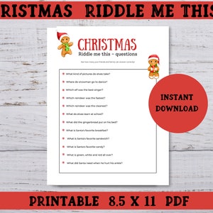 Christmas Riddle Me This Game, Printable Christmas Game for Kids ...