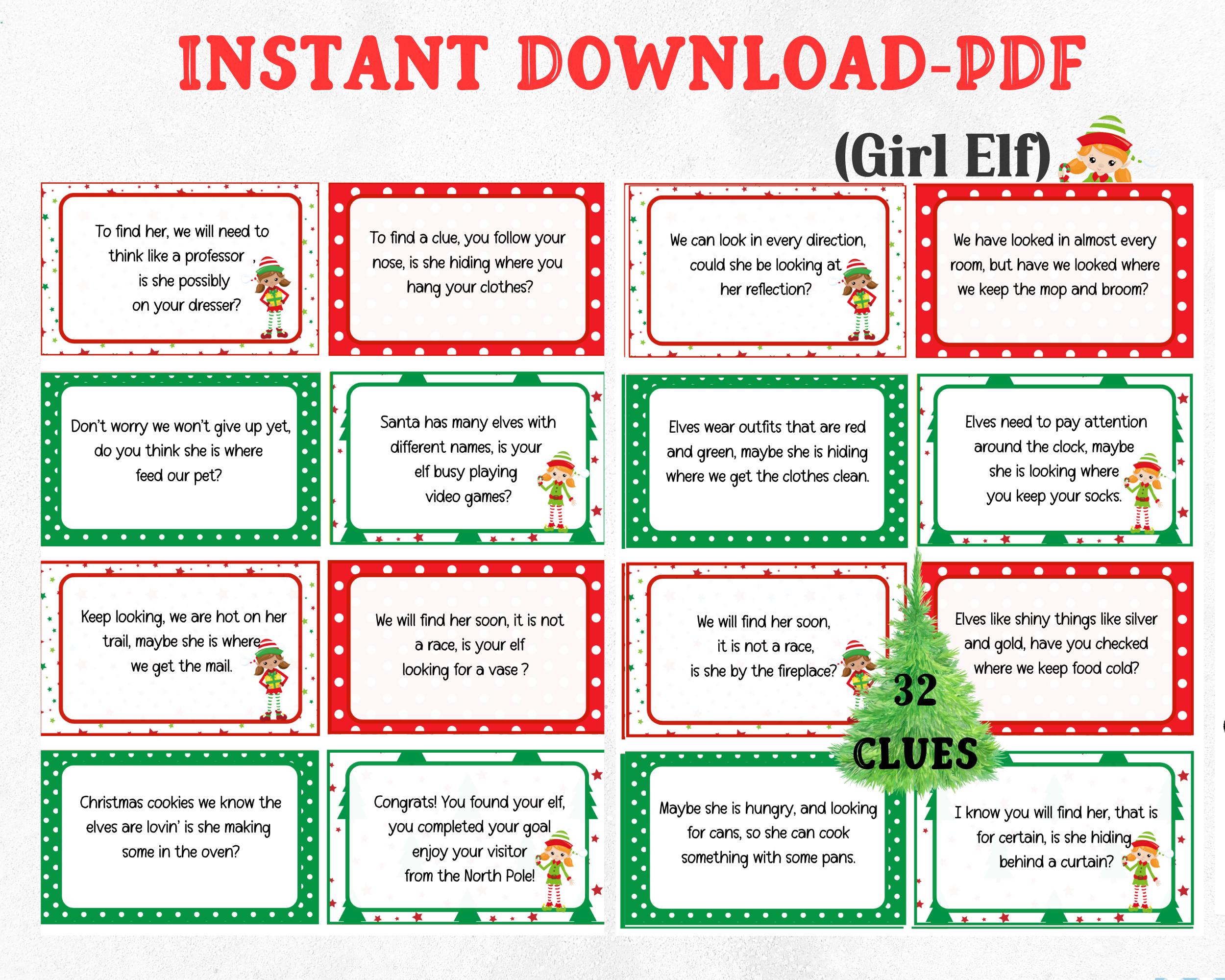 Christmas Elf Treasure Hunt Game, Hidden Elf Scavenger Hunt, Girl Elf ...