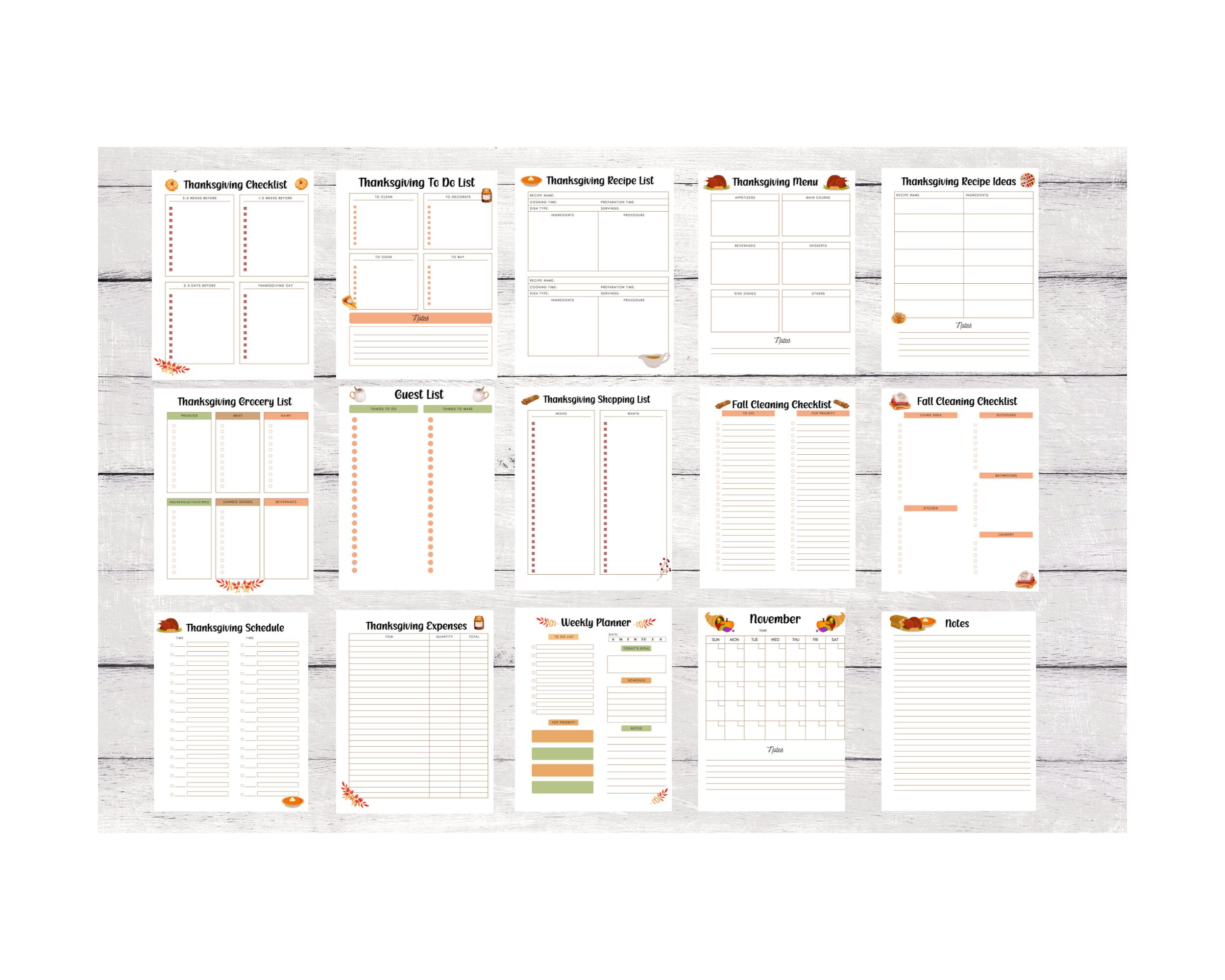 Printable Thanksgiving Planner, Holiday Planner, Thanksgiving Organizer ...