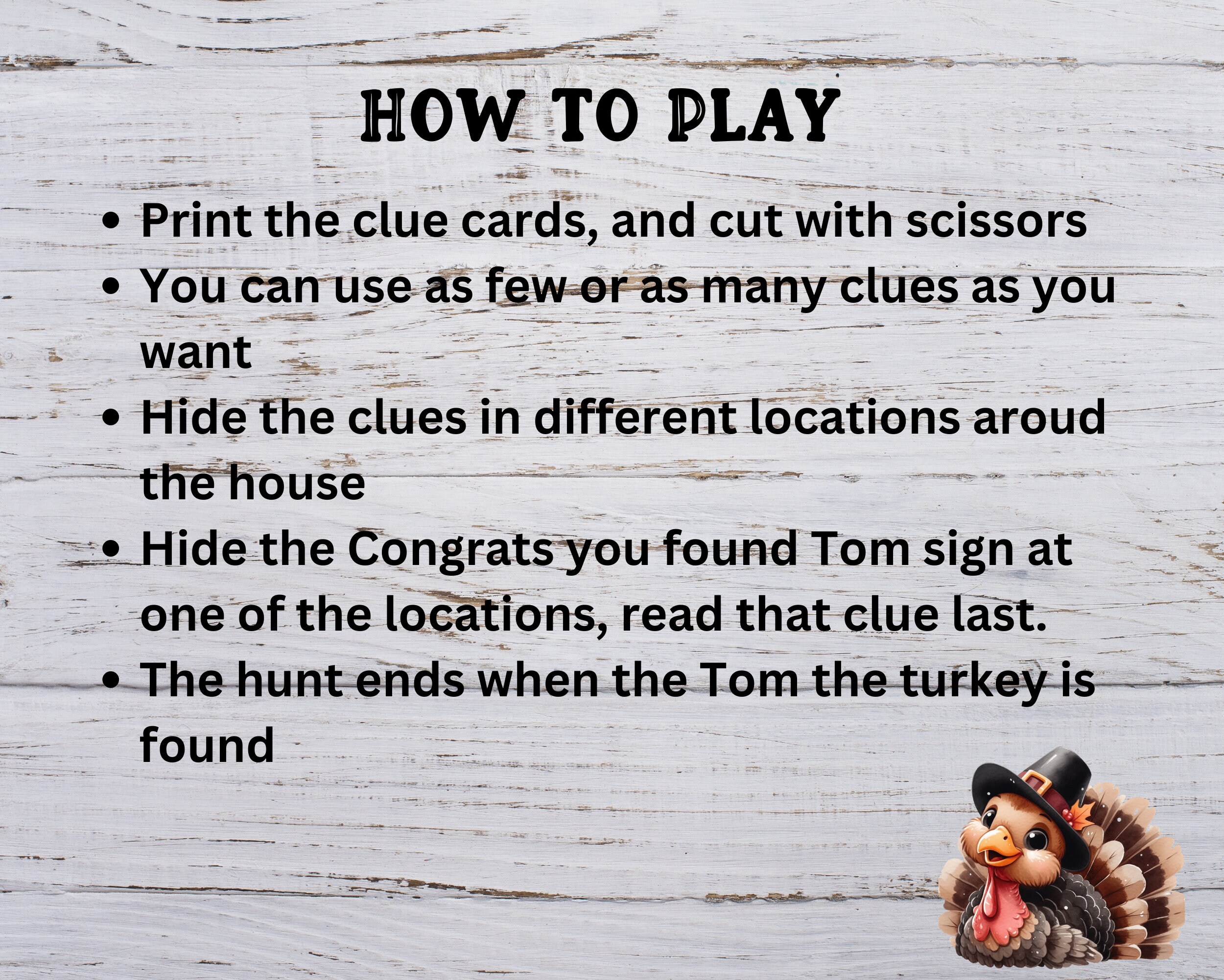 Thanksgiving Turkey Treasure Hunt for Kids, Family Scavenger Hunt Game ...