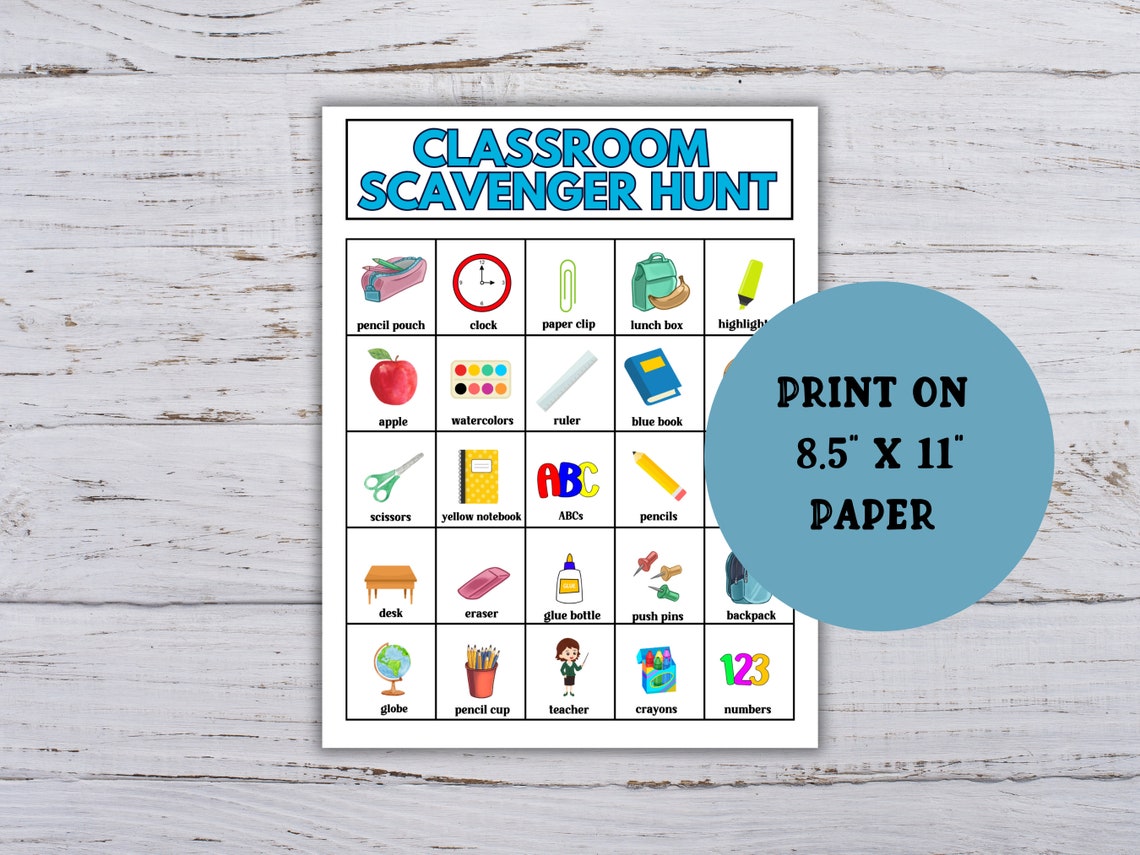 Printable Classroom Scavenger Hunt, Back to School Game for Students ...