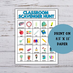 Printable Classroom Scavenger Hunt, Back to School Game for Students ...