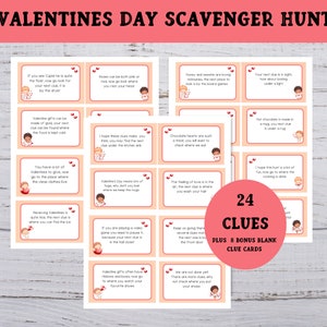 Valentines Day Scavenger Hunt Game, Indoor Treasure Hunt Clues ...