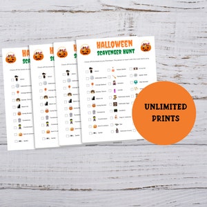 Printable Halloween Scavenger Hunt Party Game, Kids Halloween Party ...