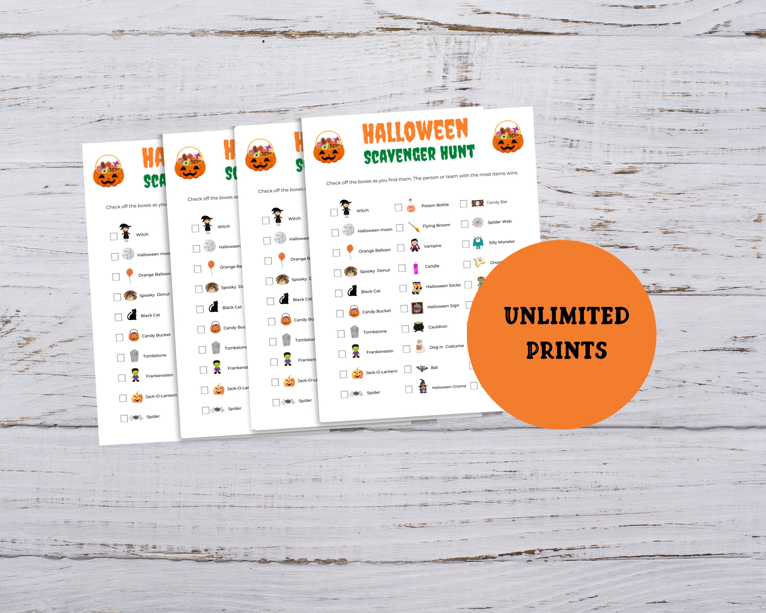 Printable Halloween Scavenger Hunt Party Game, Kids Halloween Party ...