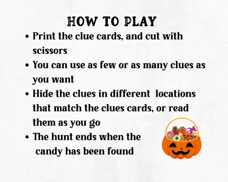 Halloween Candy Treasure Hunt, Printable Party Game for Kids, Family ...