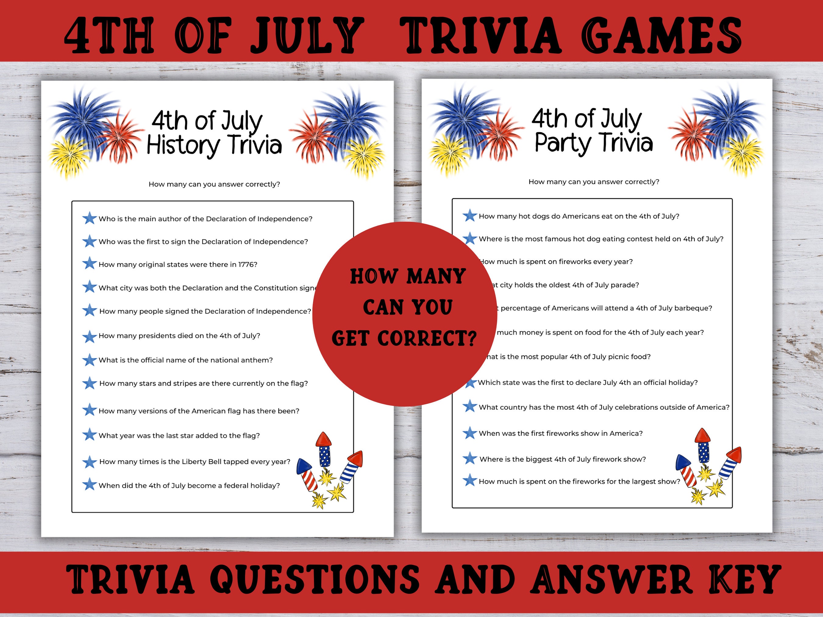 4th of July Trivia, Independence Day Party Games, Printable Patriotic ...