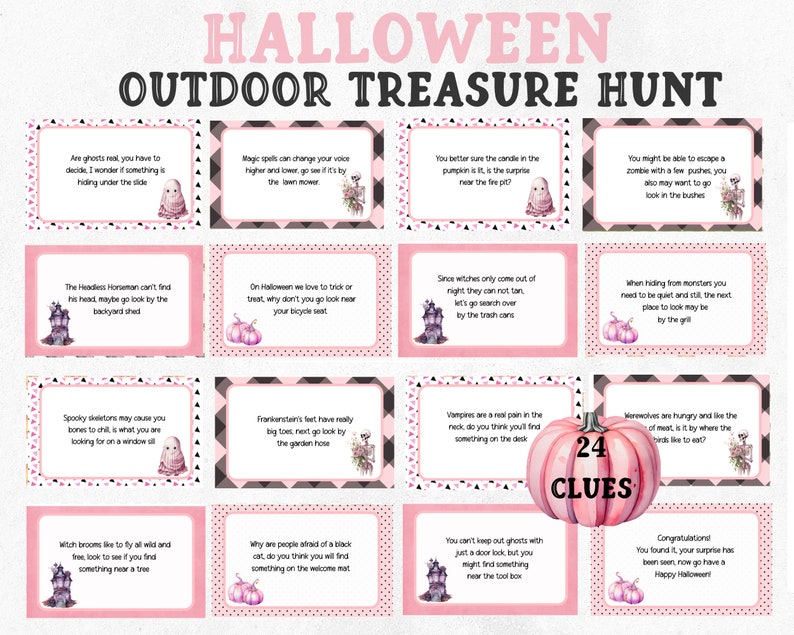 Pink Halloween Outdoor Scavenger Hunt, Halloween Scavenger Hunt ...