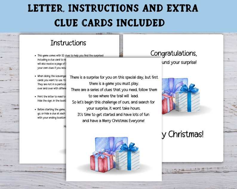 Indoor Christmas Treasure Hunt, Christmas Scavenger Hunt, Find the Gift ...