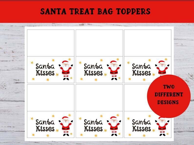 Printable Santa Treat Bag Toppers, Christmas Party Favor Tags, Candy ...