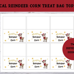 Printable Reindeer Treat Bag Toppers, Magical Reindeer Corn Christmas ...