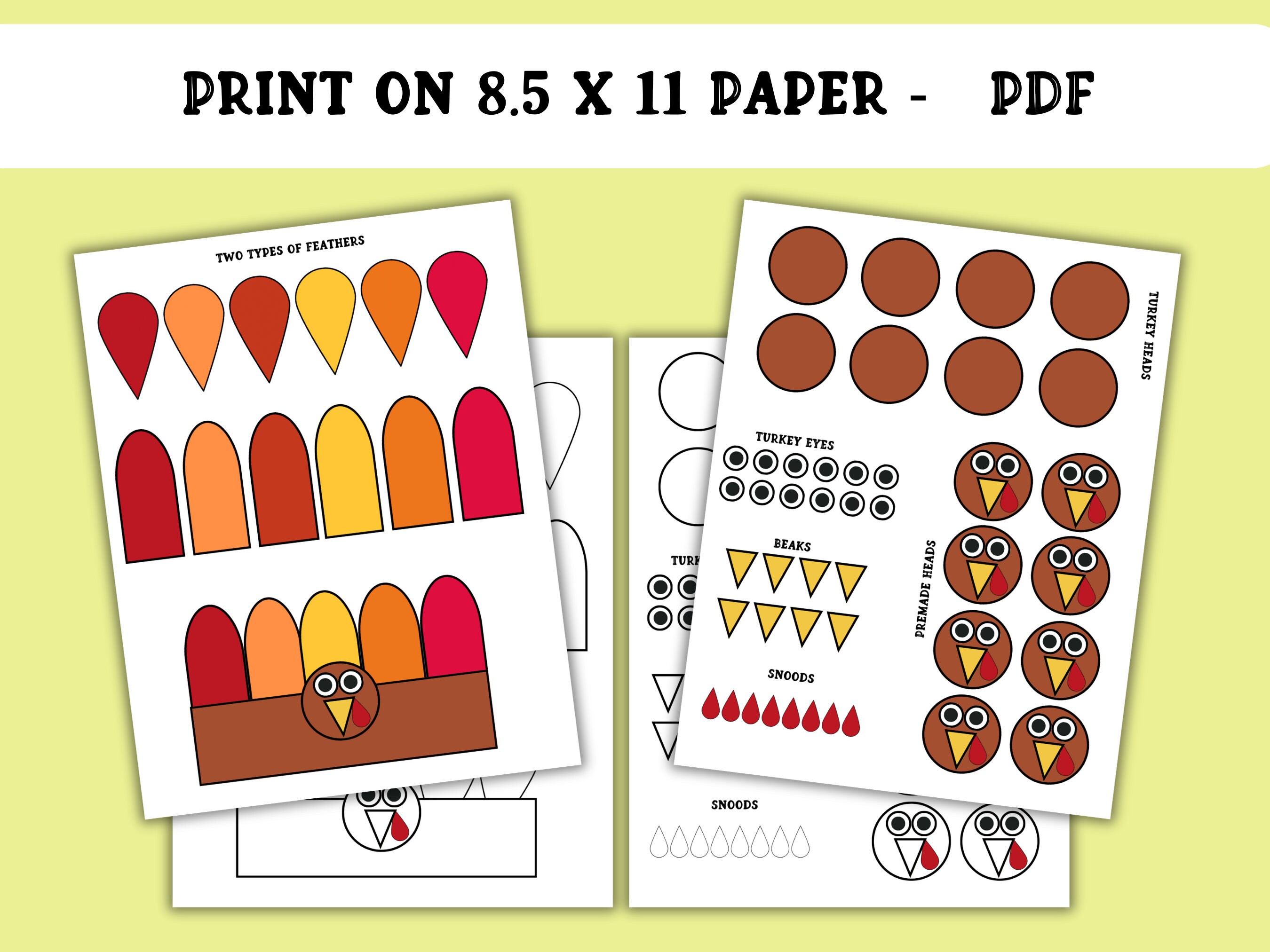 Thanksgiving Printable Napkin Rings Kit, Turkey Craft Kit for Kids ...