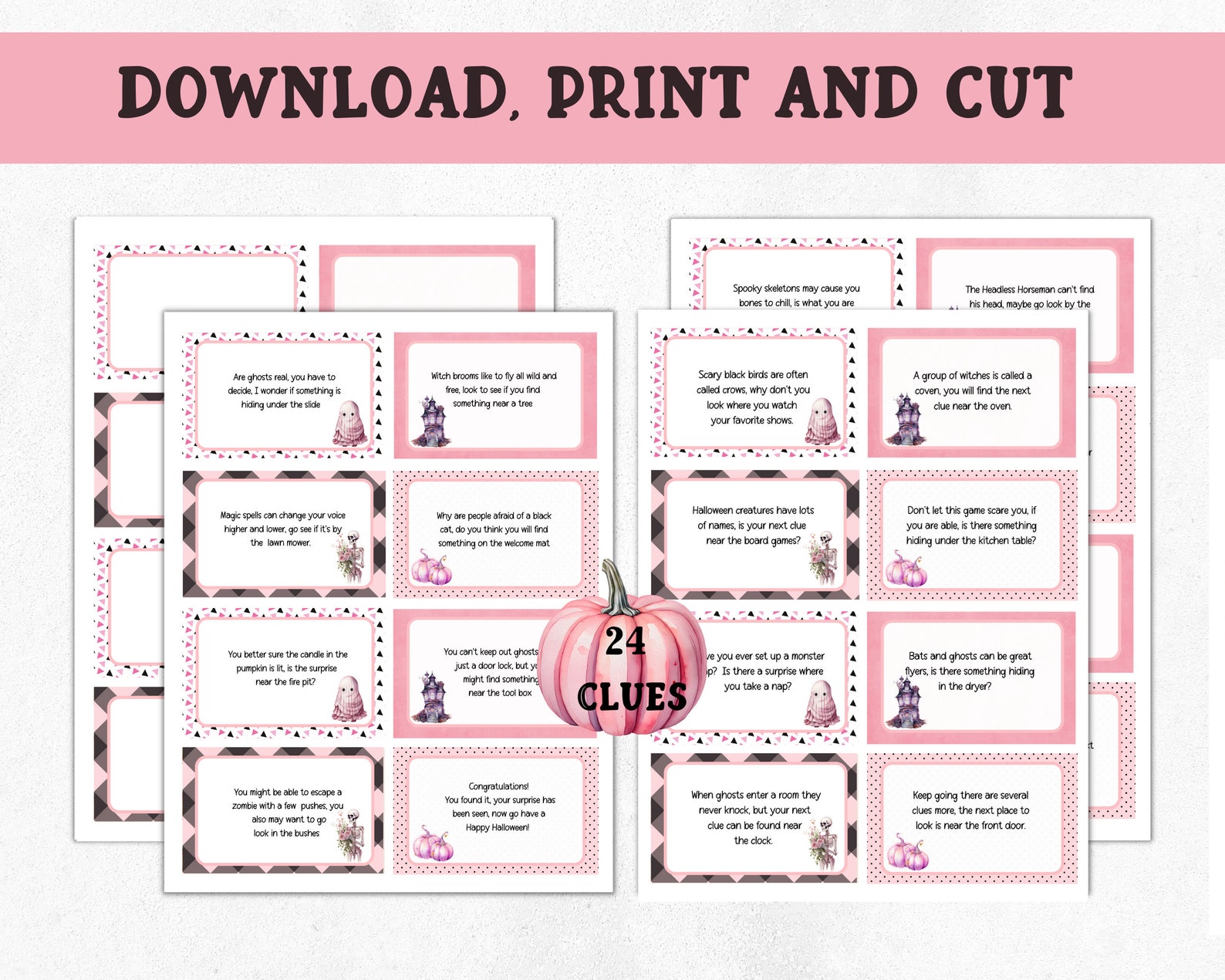 Pink Halloween Outdoor Scavenger Hunt, Halloween Scavenger Hunt ...