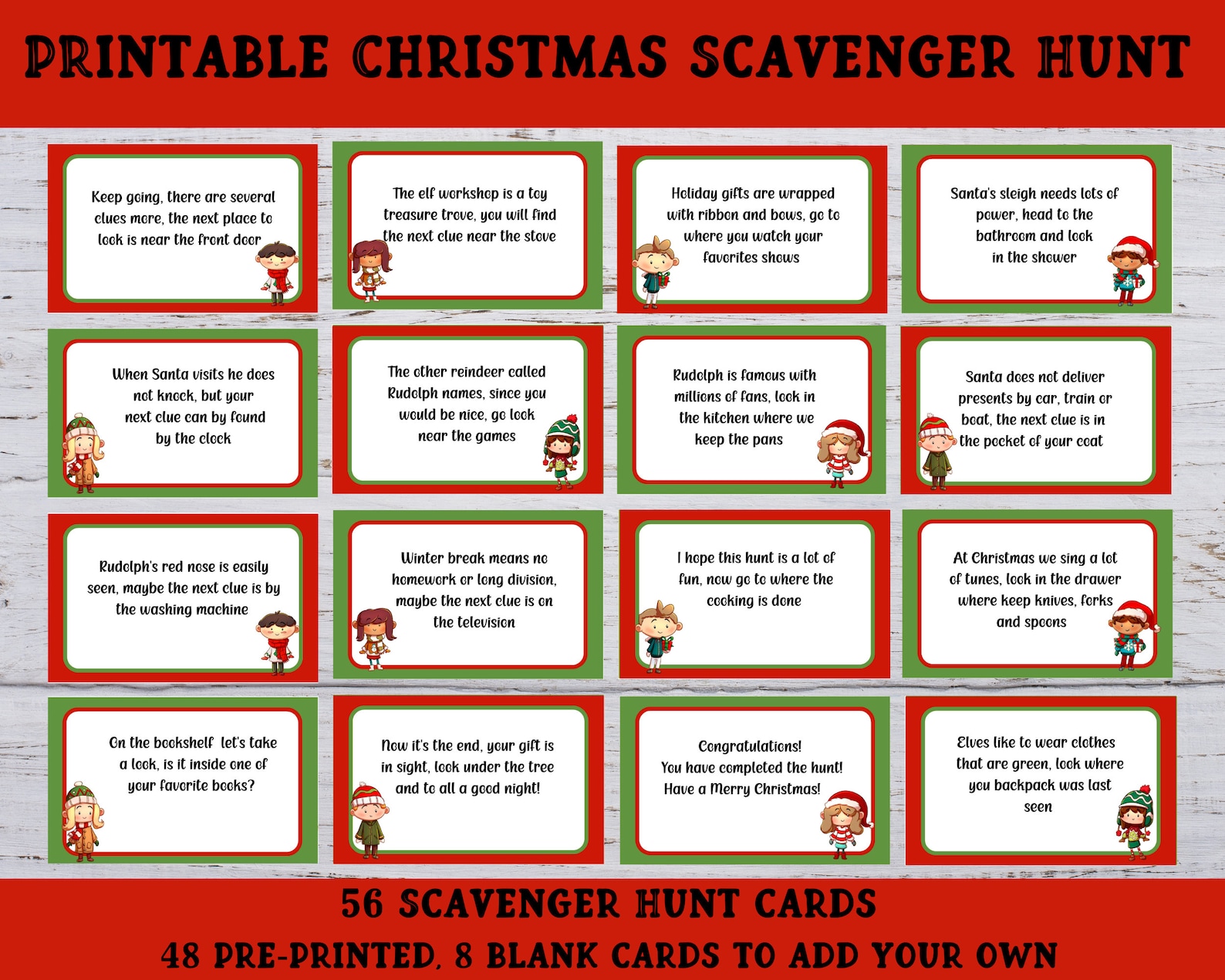 Printable Indoor Christmas Scavenger Hunt, Christmas Treasure Hunt ...