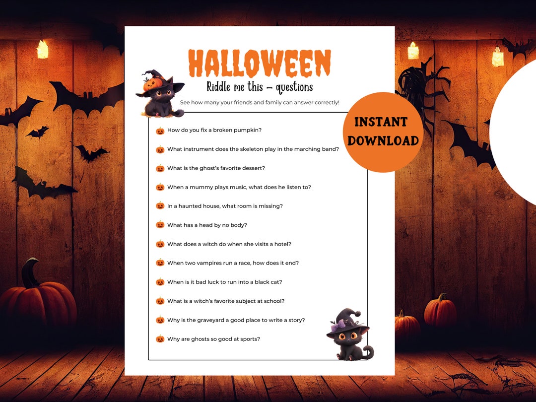 Halloween Riddle Me This, Halloween Party Game, Party Game for Kids ...