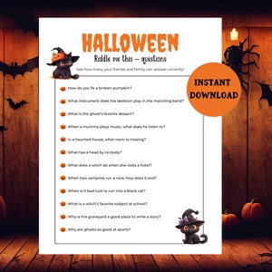 Halloween Riddle Me This, Halloween Party Game, Party Game for Kids ...