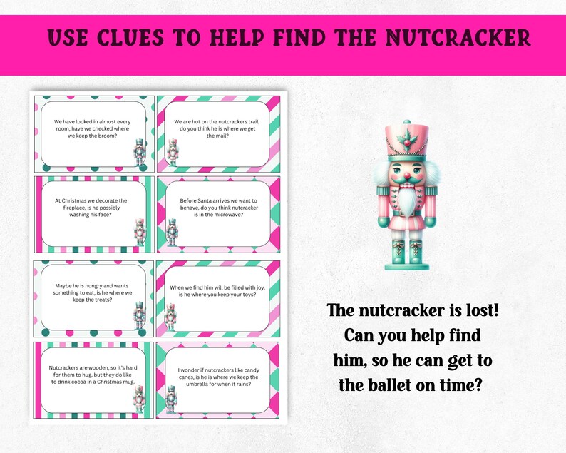 Nutcracker Scavenger Hunt, Christmas Treasure Hunt for Kids, Printable ...