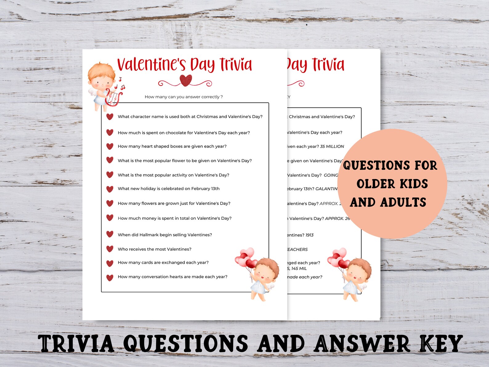 Valentine's Day Trivia Game, Printable Valentine's Day Game, Trivia ...