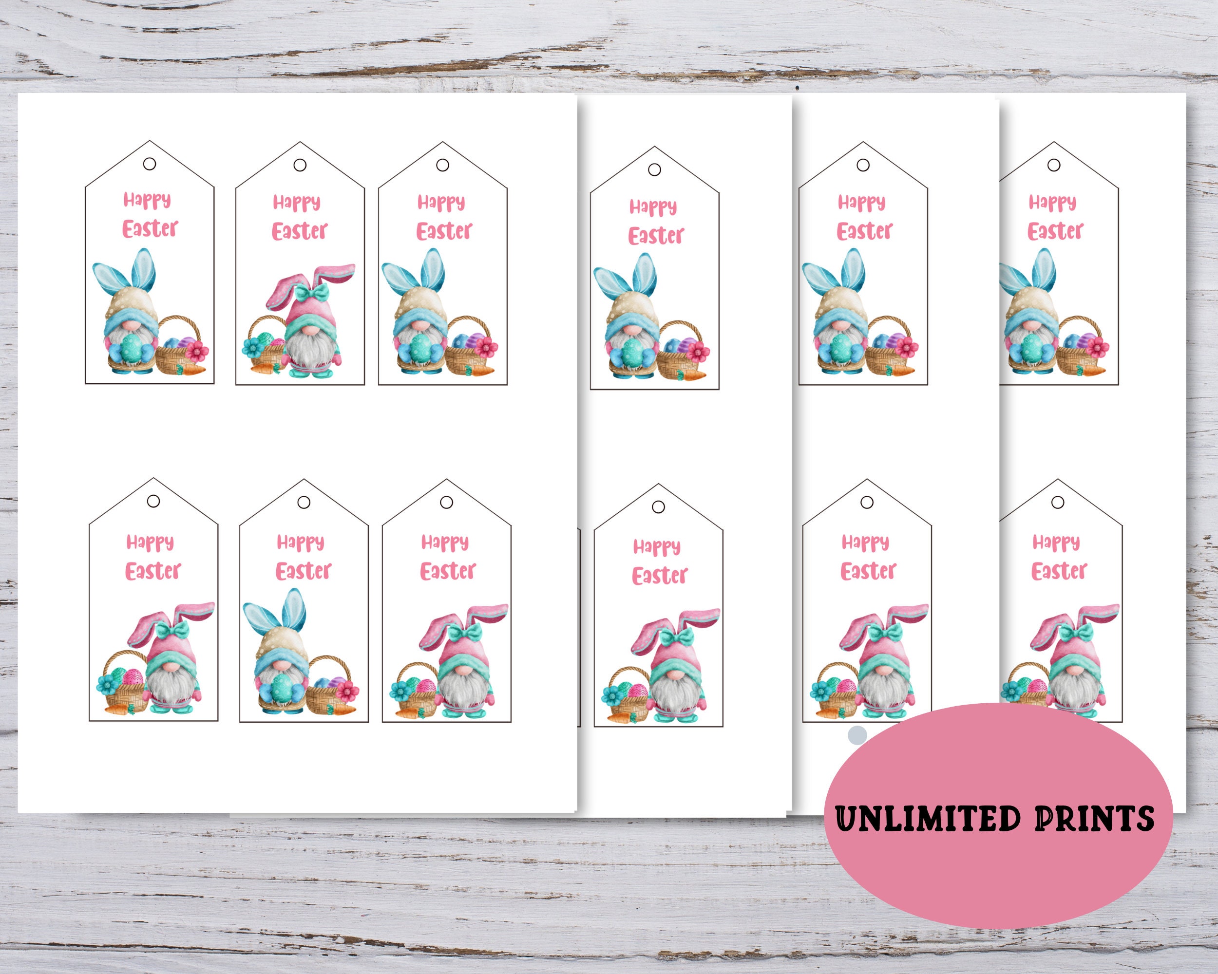 Easter Gnome Gift Tags, Easter Favor Tags, Easter Gift Tags, Easter ...