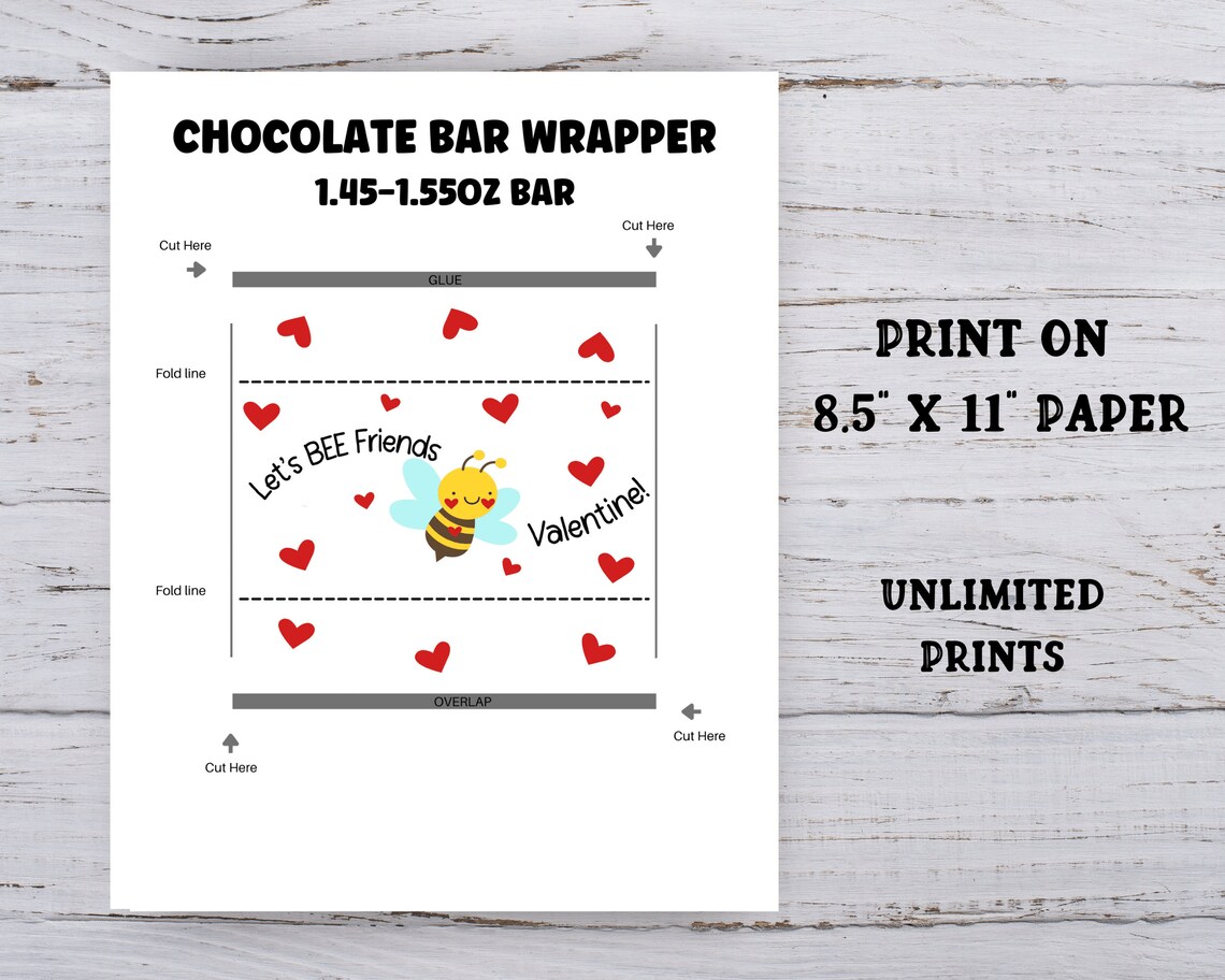 Valentines Day Printable Candy Bar Wrapper, Valentines Day Party Favor ...
