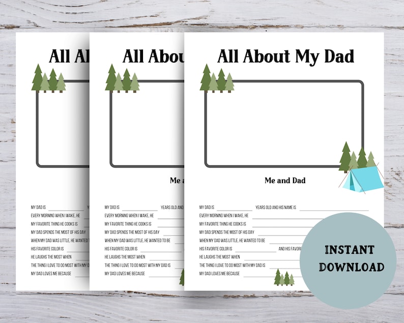 Printable Fathers Day All About Dad Questionnaire, Fathers Day Gift ...