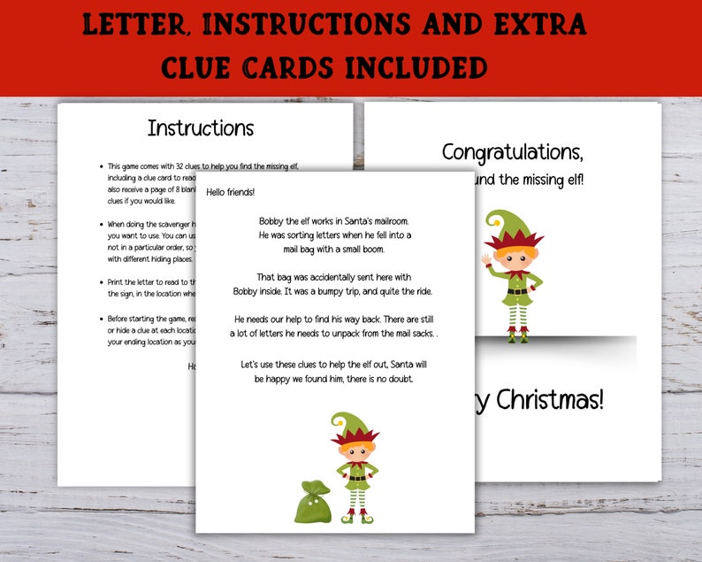 Indoor Christmas Scavenger Hunt, Christmas Treasure Hunt, Find the Elf ...