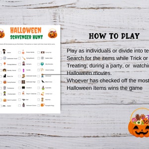 Printable Halloween Scavenger Hunt Party Game, Kids Halloween Party ...
