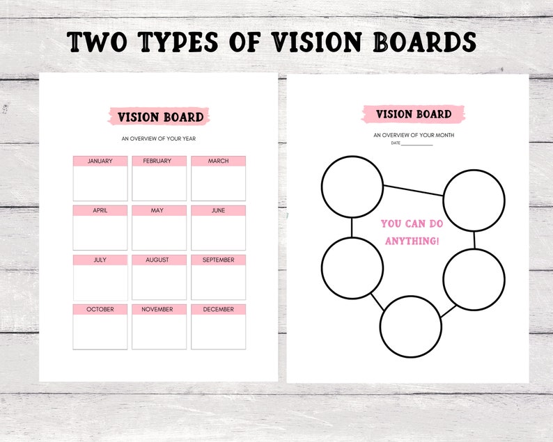 Vision and Goal Planner, Printable Manifestation Journal, Habit Tracker ...