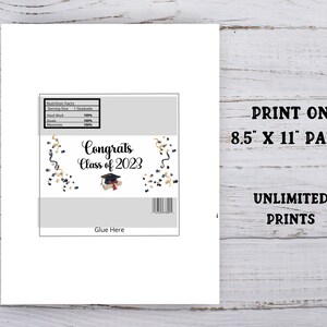 Graduation Candy Bar Wrapper, Graduation Party Favors, Printable Candy ...