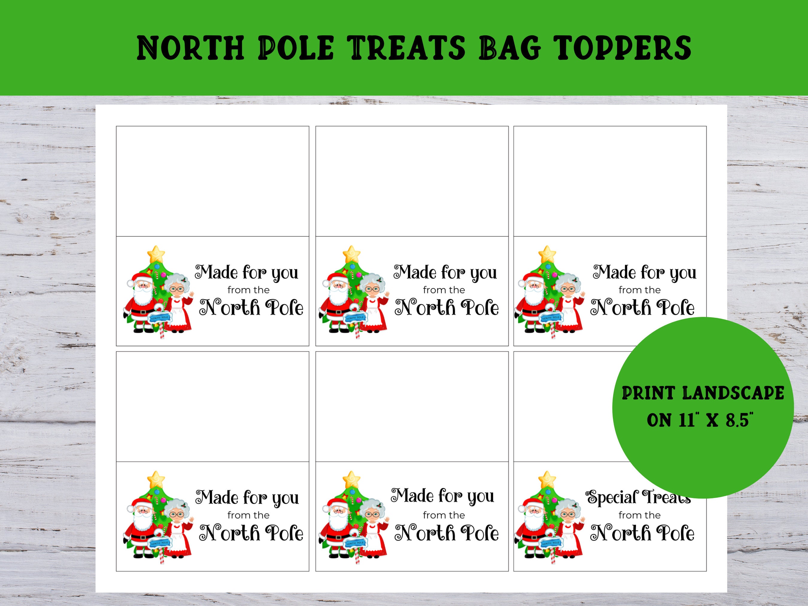 North Pole Treats Bag Topper, Printable Candy Bag Topper, Classroom ...
