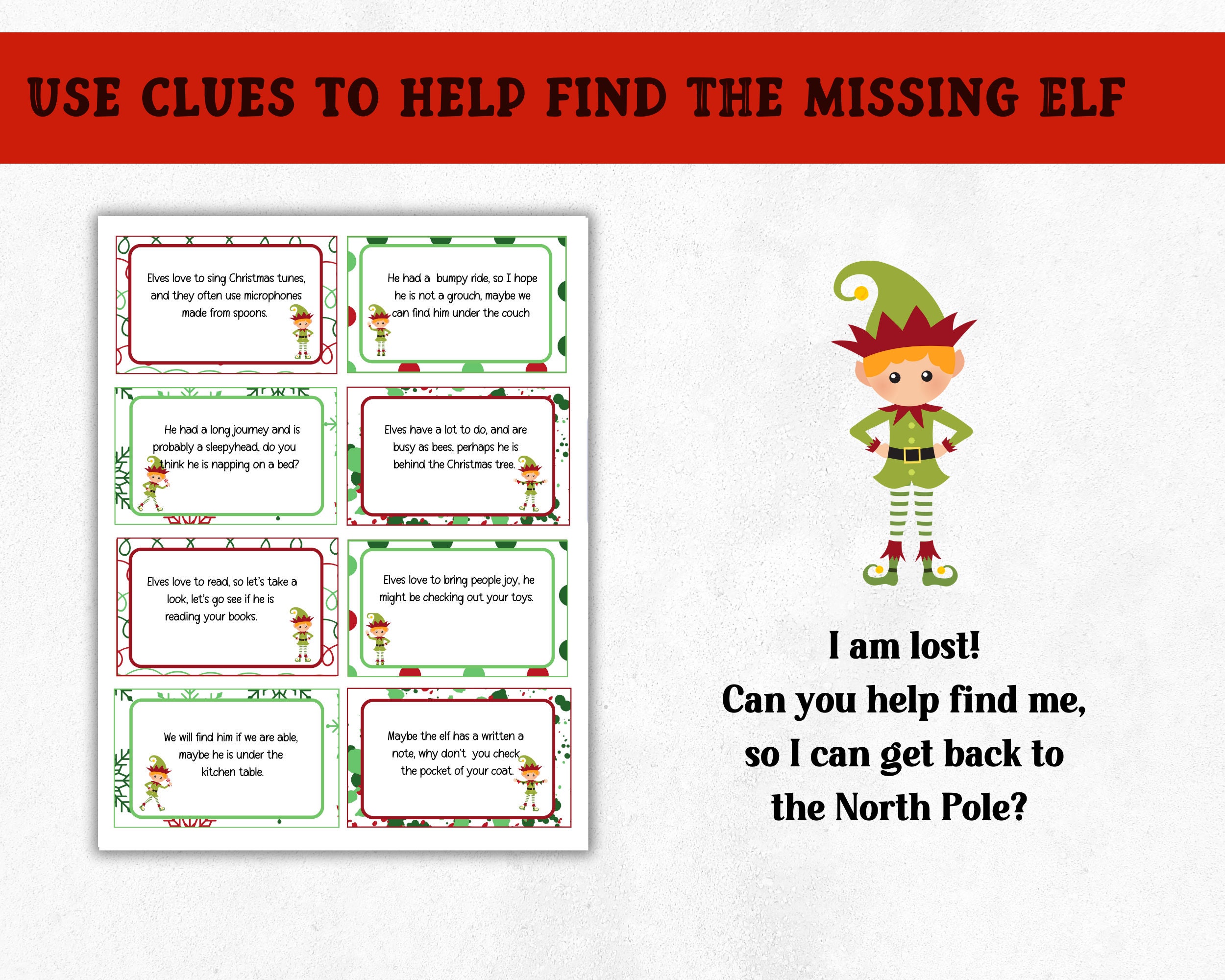 Indoor Christmas Scavenger Hunt, Christmas Treasure Hunt, Find the Elf ...