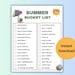 Summer Activity Bucket List, Printable Summer Checklist, Family Summer ...